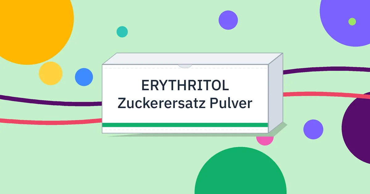 Symbolbild: Packung mit der Aufschrift ERYTHRITOL Zuckerersatz Pulver (PZN 11037383) – Verfügbarkeit und Bezug in Apotheken in Frankfurt am Main