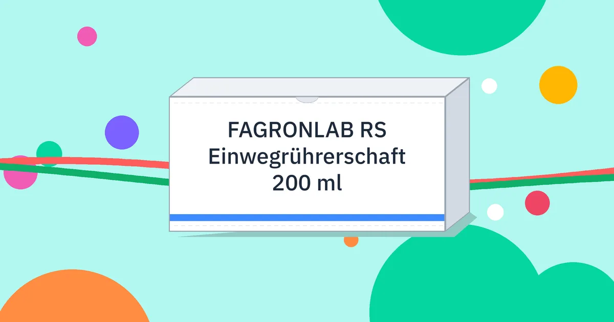 Symbolbild: Packung mit der Aufschrift FAGRONLAB RS Einwegrührerschaft 200 ml (PZN 20362455) – Verfügbarkeit und Bezug in Apotheken in Frankfurt am Main