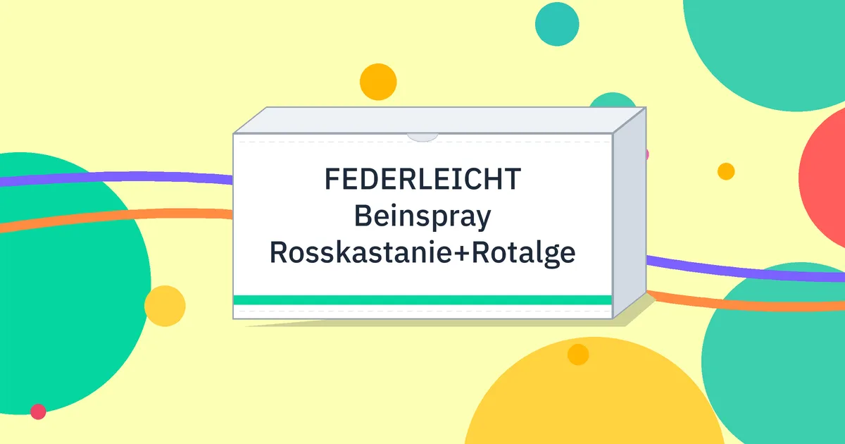 Symbolbild: Packung mit der Aufschrift FEDERLEICHT Beinspray Rosskastanie+Rotalge (PZN 15250777) – Verfügbarkeit und Bezug in Apotheken in Frankfurt am Main
