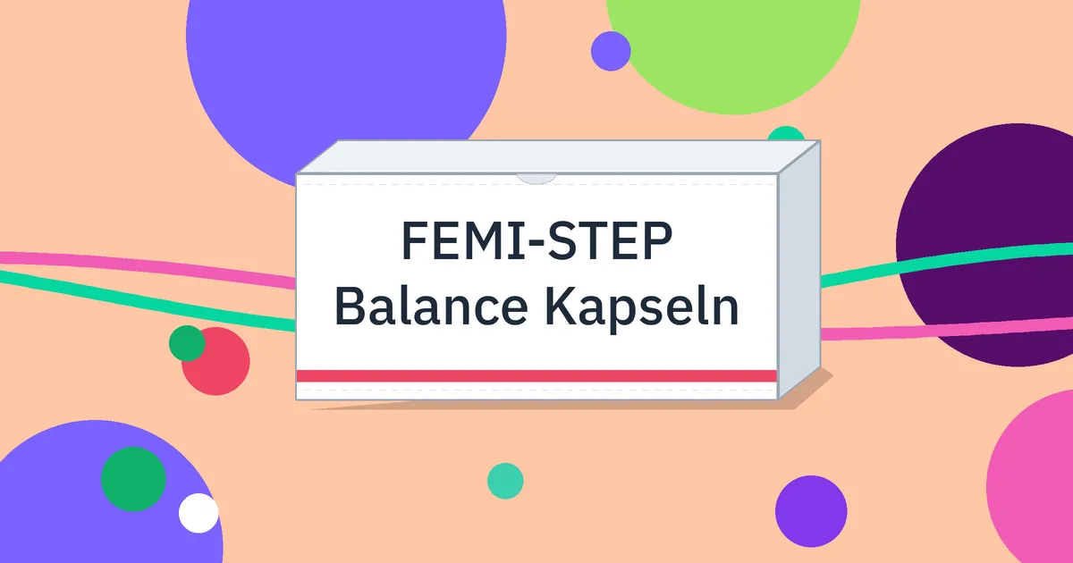Symbolbild: Packung mit der Aufschrift FEMI-STEP Balance Kapseln (PZN 12450412) – Verfügbarkeit und Bezug in Apotheken in Frankfurt am Main