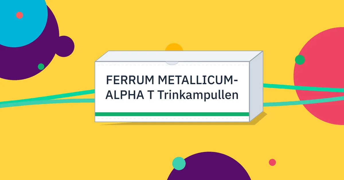 Symbolbild: Packung mit der Aufschrift FERRUM METALLICUM-ALPHA T Trinkampullen (PZN 10222902) – Verfügbarkeit und Bezug in Apotheken in Frankfurt am Main
