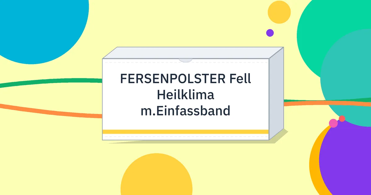 Symbolbild: Packung mit der Aufschrift FERSENPOLSTER Fell Heilklima m.Einfassband (PZN 04868735) – Verfügbarkeit und Bezug in Apotheken in Frankfurt am Main