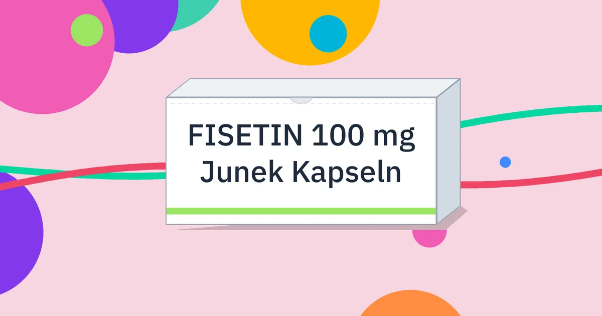 Symbolbild: Packung mit der Aufschrift FISETIN 100 mg Junek Kapseln (PZN 20806751) – Verfügbarkeit und Bezug in Apotheken in Frankfurt am Main