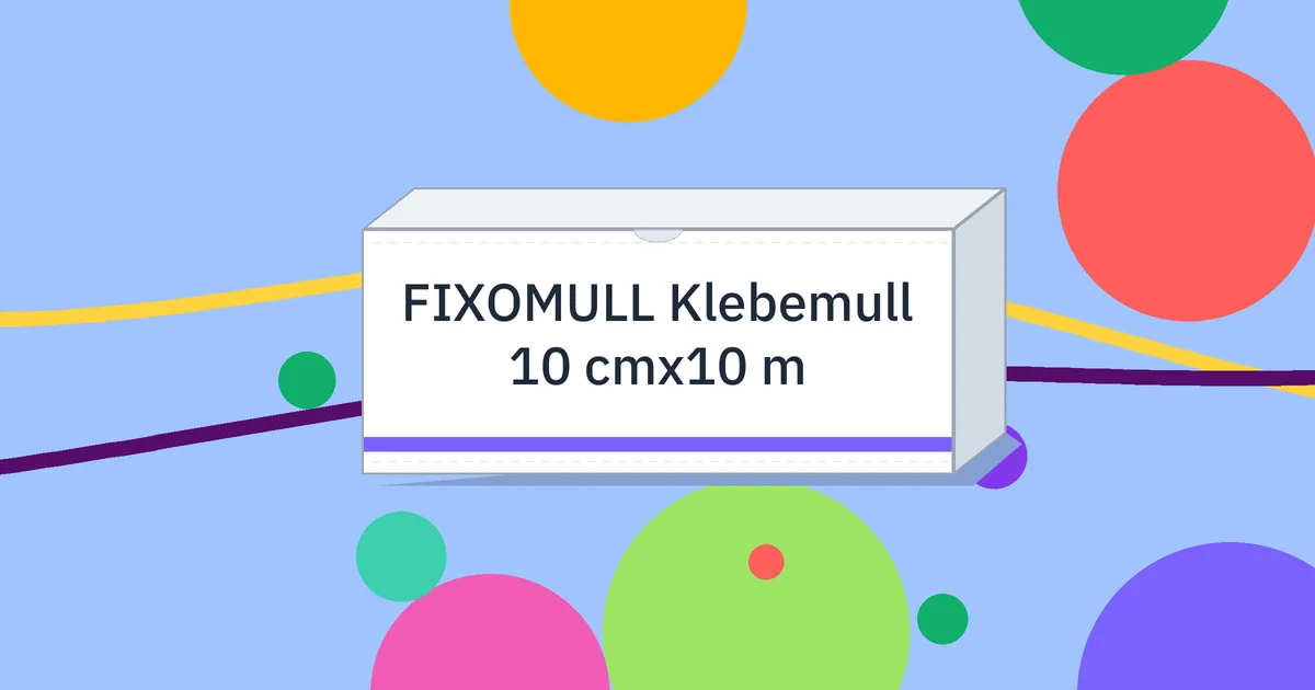 Symbolbild: Packung mit der Aufschrift FIXOMULL Klebemull 10 cmx10 m (PZN 19700674) – Verfügbarkeit und Bezug in Apotheken in Frankfurt am Main