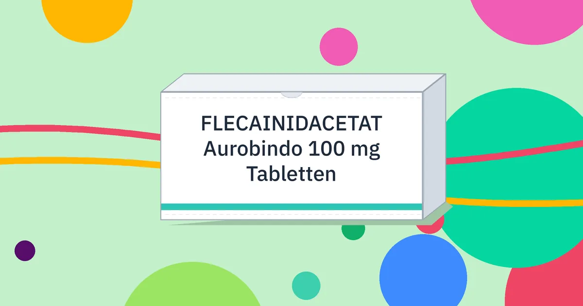 Symbolbild: Packung mit der Aufschrift FLECAINIDACETAT Aurobindo 100 mg Tabletten (PZN 18173652) – Verfügbarkeit und Bezug in Apotheken in Frankfurt am Main