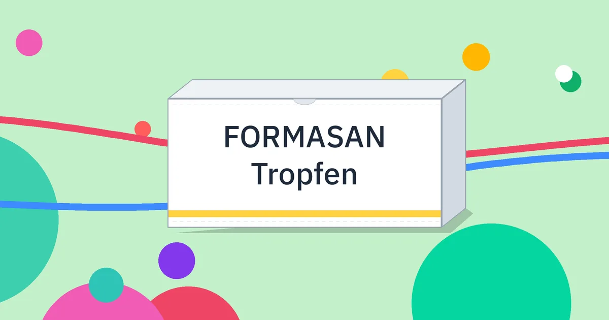 Symbolbild: Packung mit der Aufschrift FORMASAN Tropfen (PZN 07284845) – Verfügbarkeit und Bezug in Apotheken in Frankfurt am Main