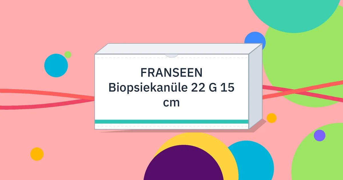 Symbolbild: Packung mit der Aufschrift FRANSEEN Biopsiekanüle 22 G 15 cm (PZN 04504826) – Verfügbarkeit und Bezug in Apotheken in Frankfurt am Main