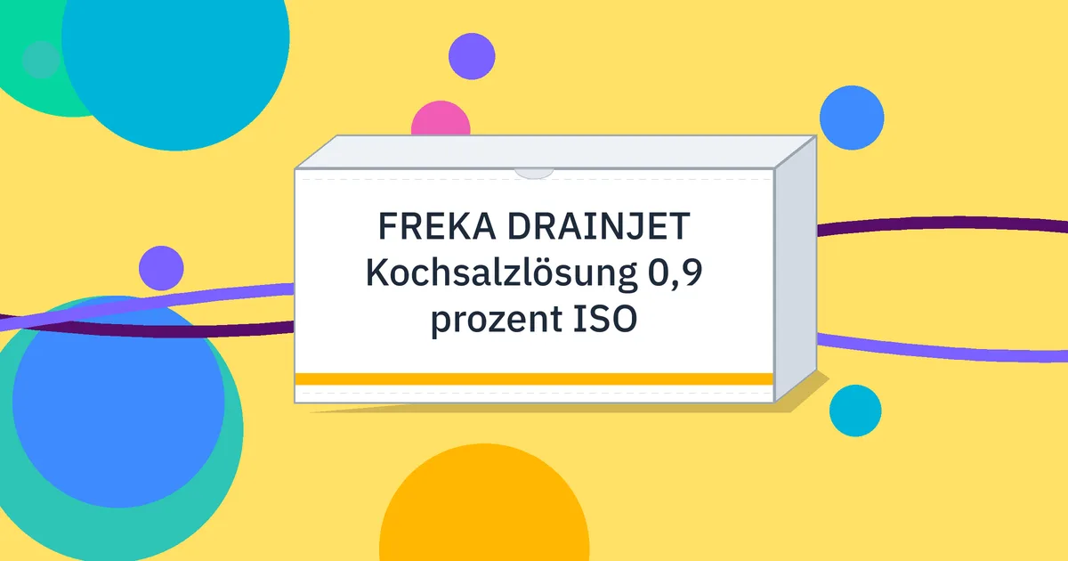 Symbolbild: Packung mit der Aufschrift FREKA DRAINJET Kochsalzlösung 0,9 prozent ISO (PZN 03031679) – Verfügbarkeit und Bezug in Apotheken in Frankfurt am Main