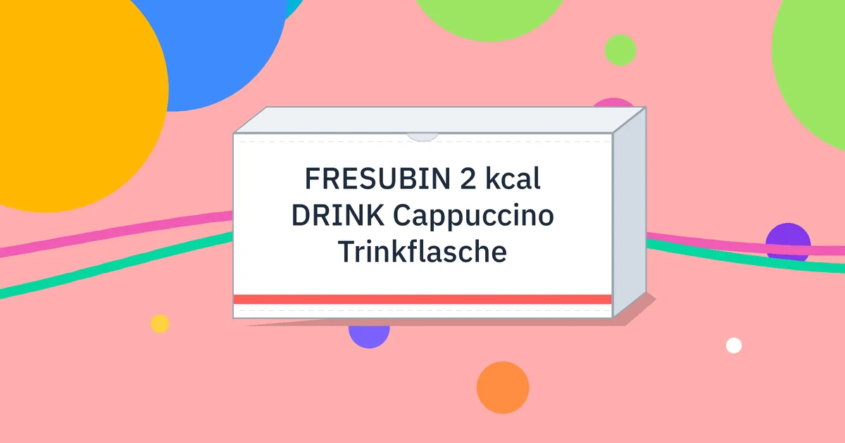 Symbolbild: Packung mit der Aufschrift FRESUBIN 2 kcal DRINK Cappuccino Trinkflasche (PZN 20191812) – Verfügbarkeit und Bezug in Apotheken in Frankfurt am Main