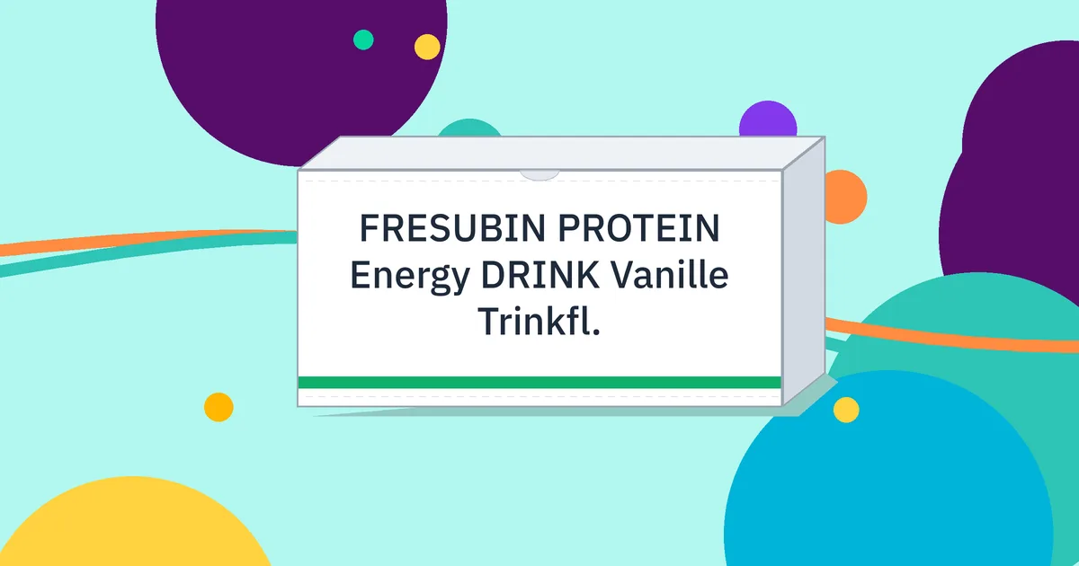 Symbolbild: Packung mit der Aufschrift FRESUBIN PROTEIN Energy DRINK Vanille Trinkfl. (PZN 00005894) – Verfügbarkeit und Bezug in Apotheken in Frankfurt am Main