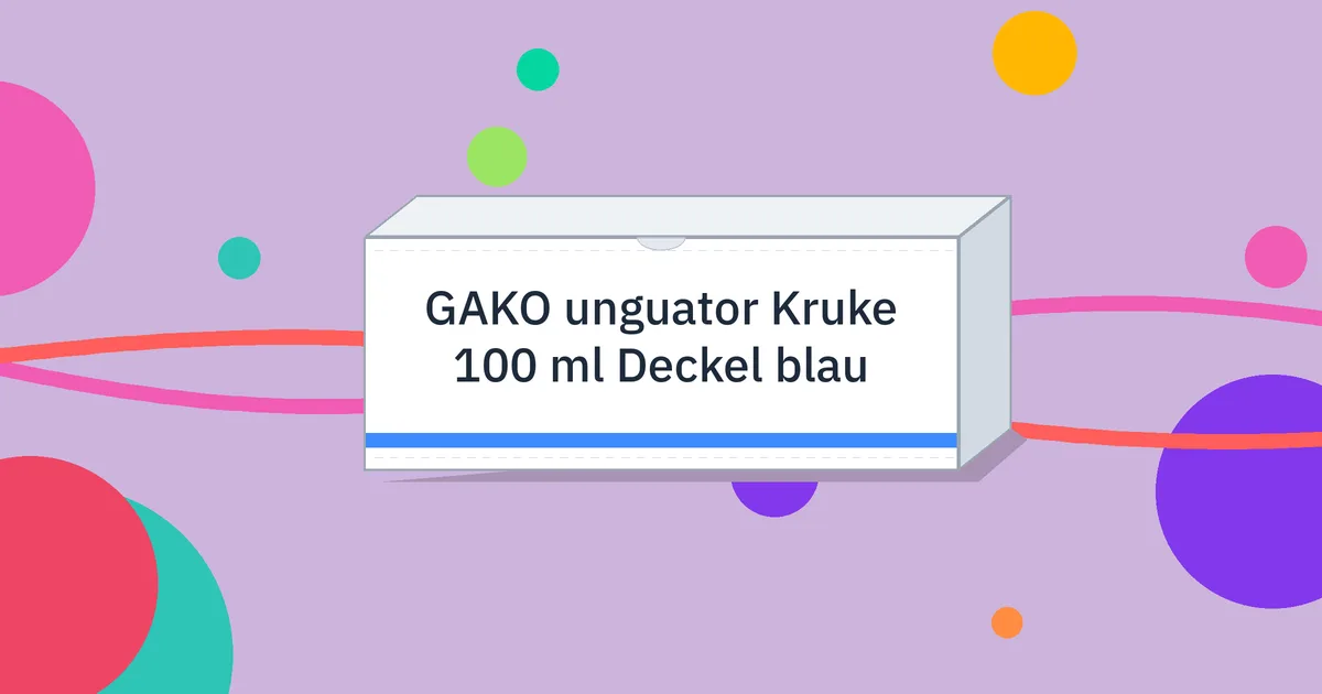 Symbolbild: Packung mit der Aufschrift GAKO unguator Kruke 100 ml Deckel blau (PZN 11603173) – Verfügbarkeit und Bezug in Apotheken in Frankfurt am Main