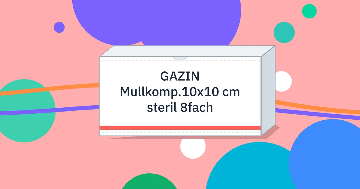 Symbolbild: Packung mit der Aufschrift GAZIN Mullkomp.10x10 cm steril 8fach (PZN 03449025) – Verfügbarkeit und Bezug in Apotheken in Frankfurt am Main