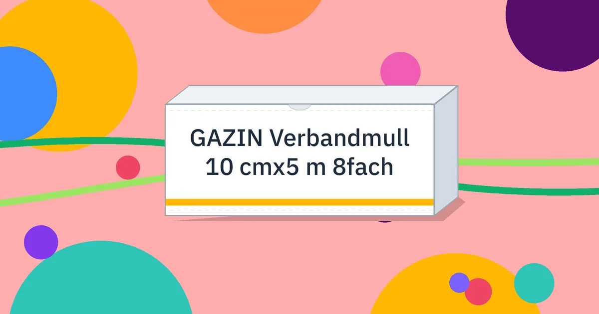 Symbolbild: Packung mit der Aufschrift GAZIN Verbandmull 10 cmx5 m 8fach (PZN 15998139) – Verfügbarkeit und Bezug in Apotheken in Frankfurt am Main