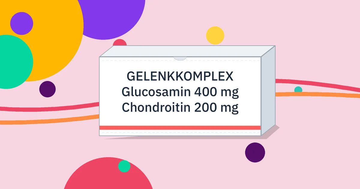 Symbolbild: Packung mit der Aufschrift GELENKKOMPLEX Glucosamin 400 mg Chondroitin 200 mg (PZN 10817400) – Verfügbarkeit und Bezug in Apotheken in Frankfurt am Main