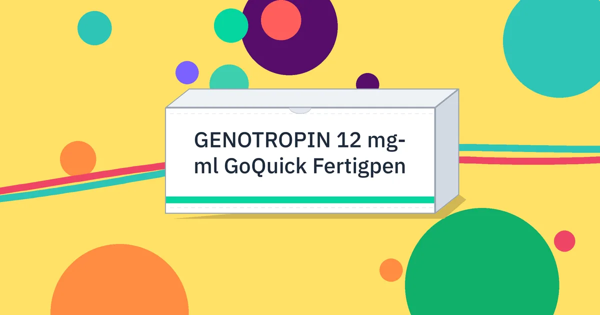 Symbolbild: Packung mit der Aufschrift GENOTROPIN 12 mg-ml GoQuick Fertigpen (PZN 15202689) – Verfügbarkeit und Bezug in Apotheken in Frankfurt am Main