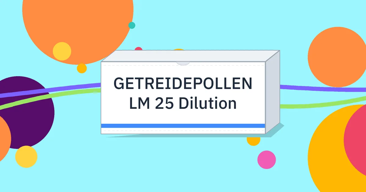 Symbolbild: Packung mit der Aufschrift GETREIDEPOLLEN LM 25 Dilution (PZN 12877760) – Verfügbarkeit und Bezug in Apotheken in Frankfurt am Main