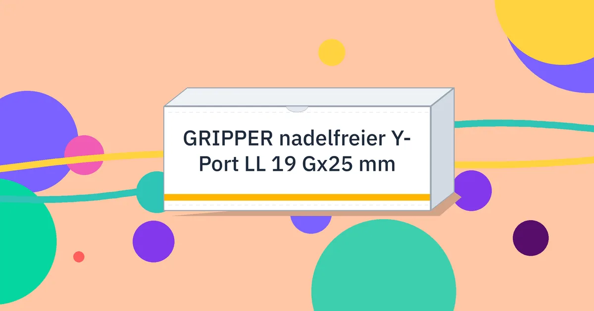 Symbolbild: Packung mit der Aufschrift GRIPPER nadelfreier Y-Port LL 19 Gx25 mm (PZN 09675426) – Verfügbarkeit und Bezug in Apotheken in Frankfurt am Main