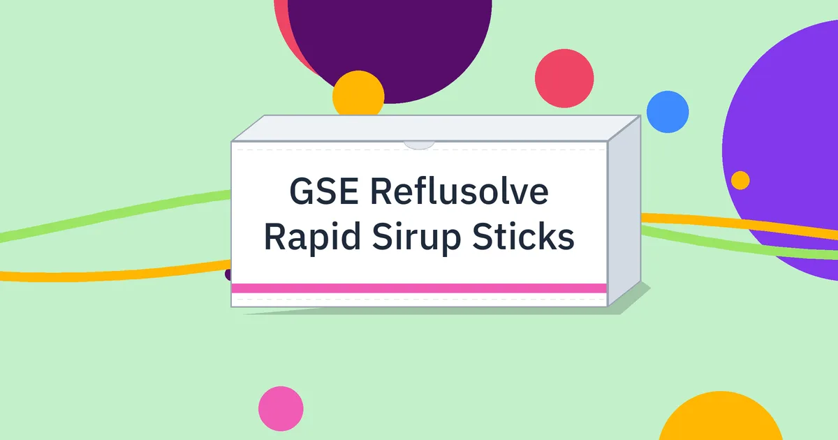 Symbolbild: Packung mit der Aufschrift GSE Reflusolve Rapid Sirup Sticks (PZN 19876864) – Verfügbarkeit und Bezug in Apotheken in Frankfurt am Main