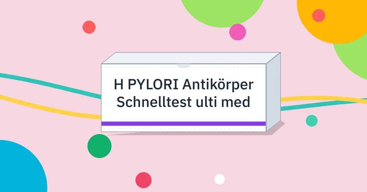 Symbolbild: Packung mit der Aufschrift H PYLORI Antikörper Schnelltest ulti med (PZN 11348522) – Verfügbarkeit und Bezug in Apotheken in Frankfurt am Main