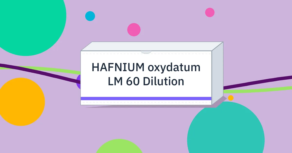 Symbolbild: Packung mit der Aufschrift HAFNIUM oxydatum LM 60 Dilution (PZN 13550015) – Verfügbarkeit und Bezug in Apotheken in Frankfurt am Main
