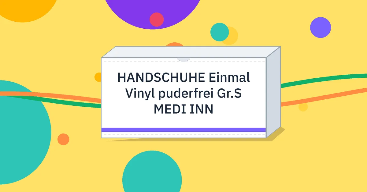 Symbolbild: Packung mit der Aufschrift HANDSCHUHE Einmal Vinyl puderfrei Gr.S MEDI INN (PZN 04928437) – Verfügbarkeit und Bezug in Apotheken in Frankfurt am Main