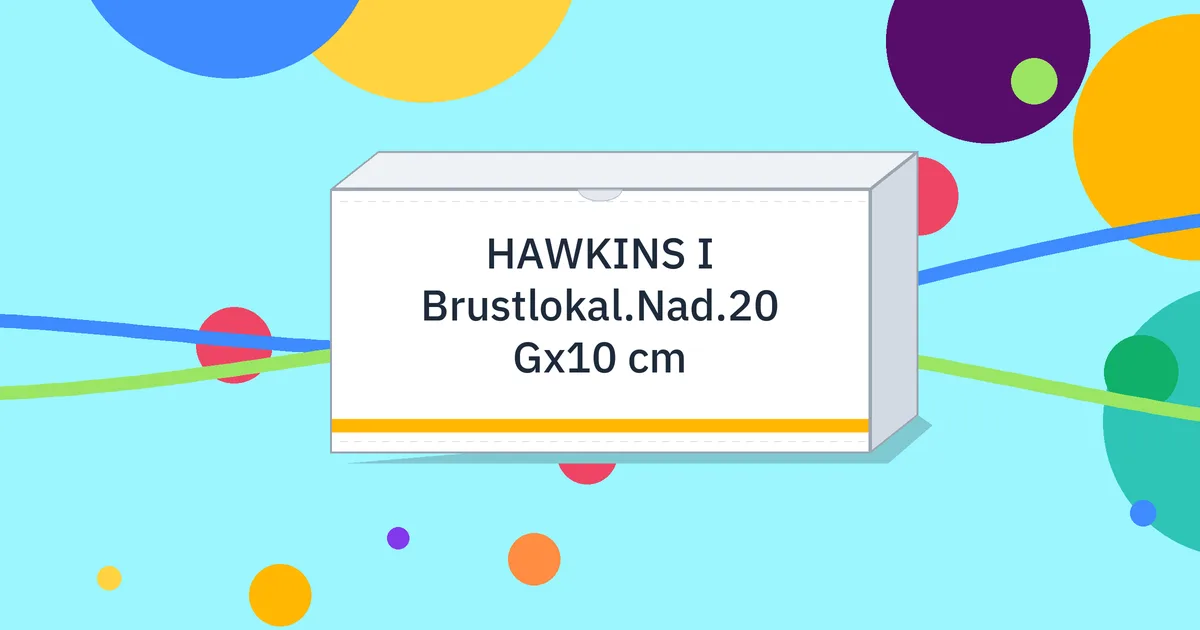 Symbolbild: Packung mit der Aufschrift HAWKINS I Brustlokal.Nad.20 Gx10 cm (PZN 06772092) – Verfügbarkeit und Bezug in Apotheken in Frankfurt am Main