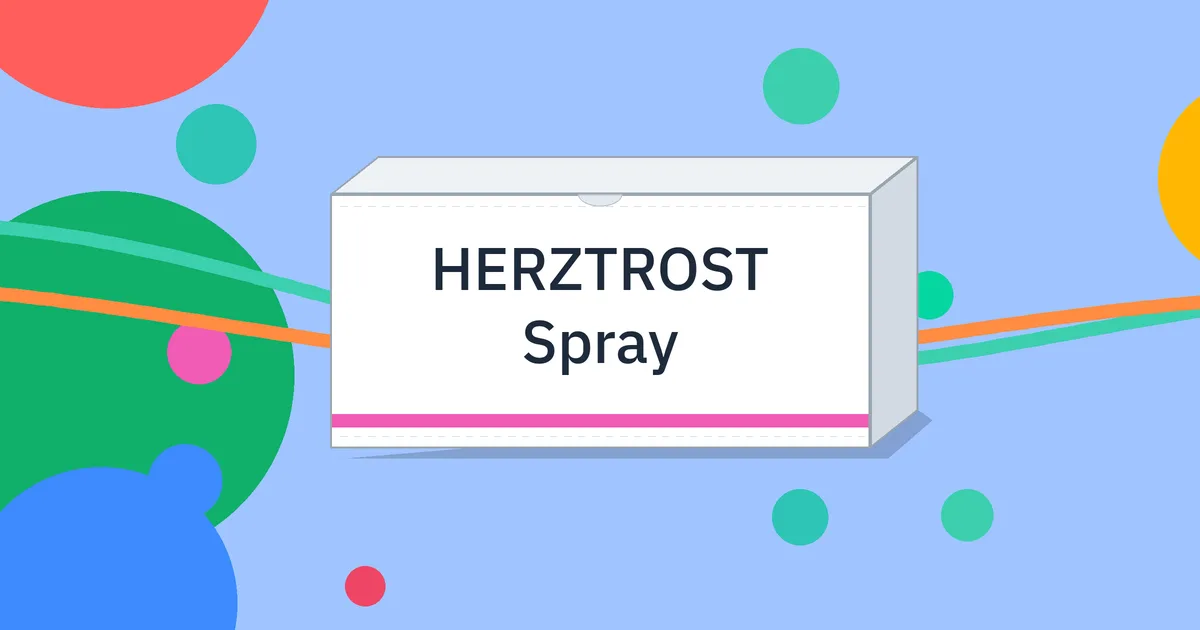 Symbolbild: Packung mit der Aufschrift HERZTROST Spray (PZN 11711916) – Verfügbarkeit und Bezug in Apotheken in Frankfurt am Main