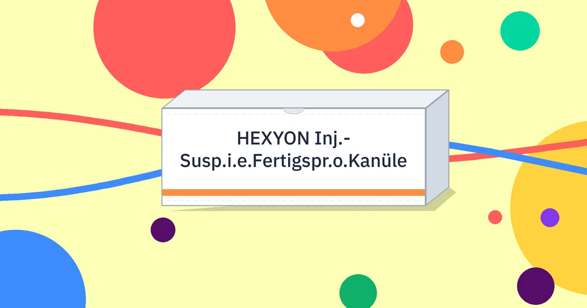 Symbolbild: Packung mit der Aufschrift HEXYON Inj.-Susp.i.e.Fertigspr.o.Kanüle (PZN 16817938) – Verfügbarkeit und Bezug in Apotheken in Frankfurt am Main