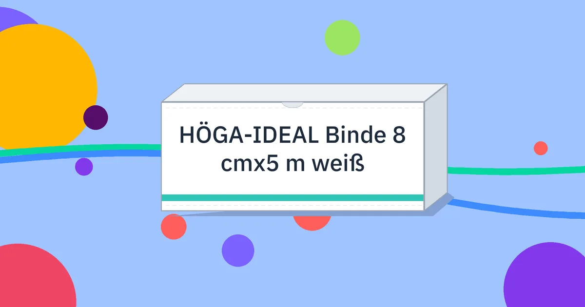 Symbolbild: Packung mit der Aufschrift HÖGA-IDEAL Binde 8 cmx5 m weiß (PZN 00359391) – Verfügbarkeit und Bezug in Apotheken in Frankfurt am Main