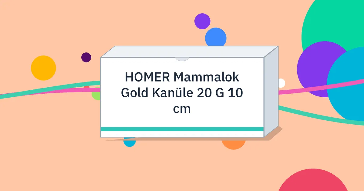 Symbolbild: Packung mit der Aufschrift HOMER Mammalok Gold Kanüle 20 G 10 cm (PZN 05019576) – Verfügbarkeit und Bezug in Apotheken in Frankfurt am Main