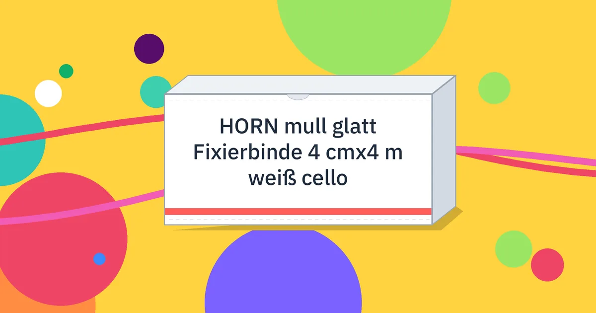 Symbolbild: Packung mit der Aufschrift HORN mull glatt Fixierbinde 4 cmx4 m weiß cello (PZN 04662548) – Verfügbarkeit und Bezug in Apotheken in Frankfurt am Main