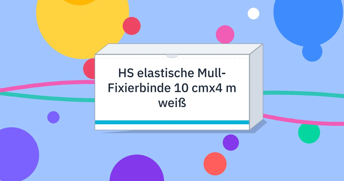 Symbolbild: Packung mit der Aufschrift HS elastische Mull-Fixierbinde 10 cmx4 m weiß (PZN 09741608) – Verfügbarkeit und Bezug in Apotheken in Frankfurt am Main