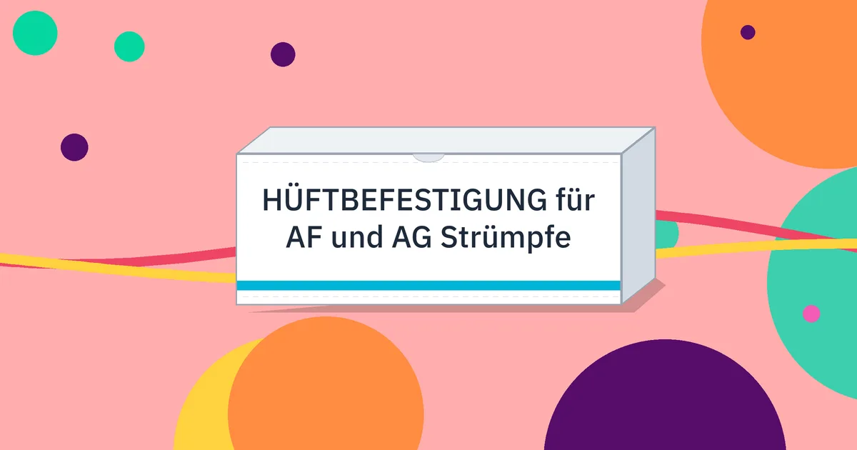 Symbolbild: Packung mit der Aufschrift HÜFTBEFESTIGUNG für AF und AG Strümpfe (PZN 20318508) – Verfügbarkeit und Bezug in Apotheken in Frankfurt am Main