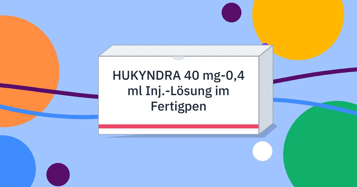 Symbolbild: Packung mit der Aufschrift HUKYNDRA 40 mg-0,4 ml Inj.-Lösung im Fertigpen (PZN 17554636) – Verfügbarkeit und Bezug in Apotheken in Frankfurt am Main