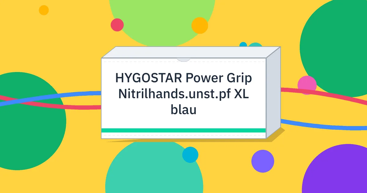 Symbolbild: Packung mit der Aufschrift HYGOSTAR Power Grip Nitrilhands.unst.pf XL blau (PZN 20773425) – Verfügbarkeit und Bezug in Apotheken in Frankfurt am Main