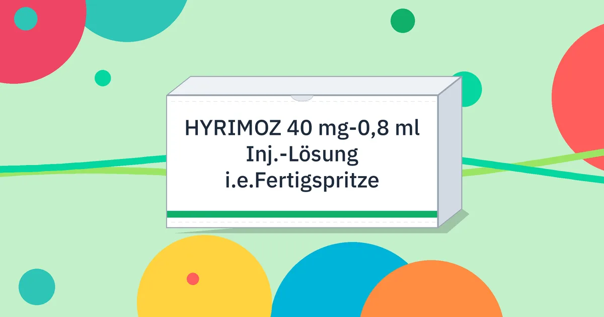 Symbolbild: Packung mit der Aufschrift HYRIMOZ 40 mg-0,8 ml Inj.-Lösung i.e.Fertigspritze (PZN 16009948) – Verfügbarkeit und Bezug in Apotheken in Frankfurt am Main