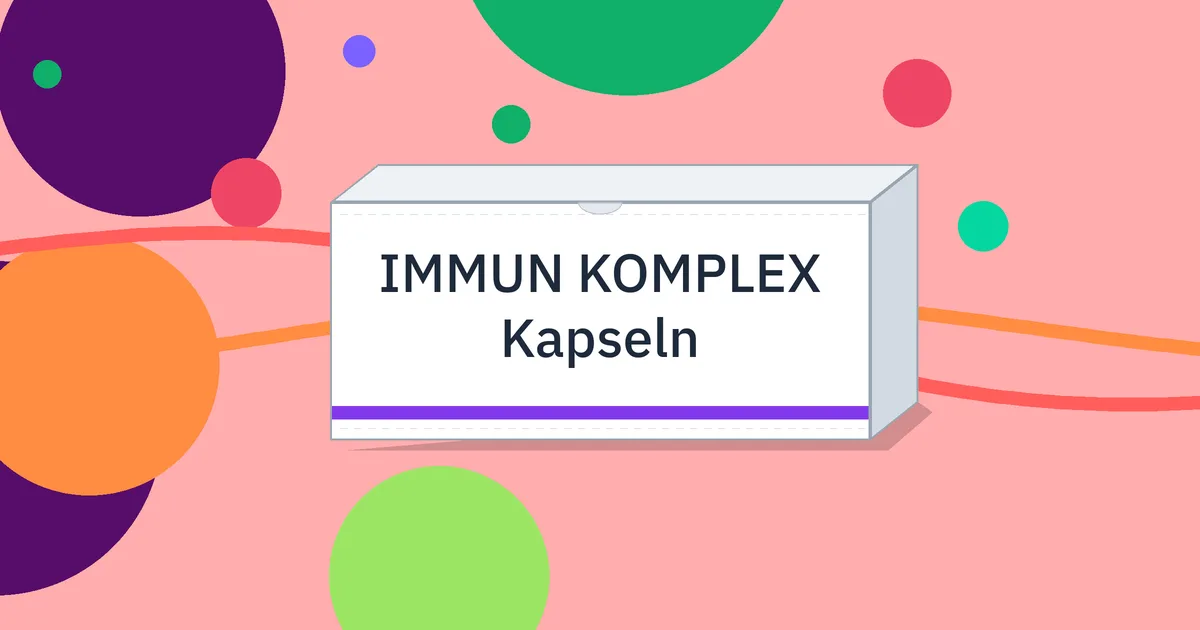 Symbolbild: Packung mit der Aufschrift IMMUN KOMPLEX Kapseln (PZN 15386577) – Verfügbarkeit und Bezug in Apotheken in Frankfurt am Main