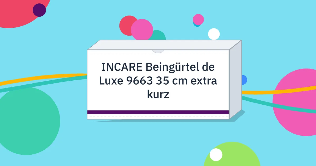 Symbolbild: Packung mit der Aufschrift INCARE Beingürtel de Luxe 9663 35 cm extra kurz (PZN 01561746) – Verfügbarkeit und Bezug in Apotheken in Frankfurt am Main