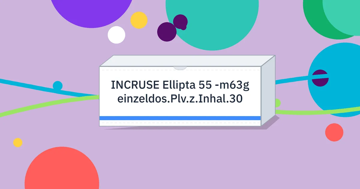 Symbolbild: Packung mit der Aufschrift INCRUSE Ellipta 55 -m63g einzeldos.Plv.z.Inhal.30 (PZN 18852784) – Verfügbarkeit und Bezug in Apotheken in Frankfurt am Main