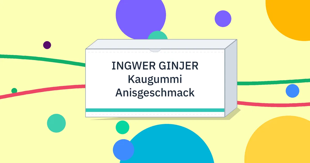 Symbolbild: Packung mit der Aufschrift INGWER GINJER Kaugummi Anisgeschmack (PZN 11597314) – Verfügbarkeit und Bezug in Apotheken in Frankfurt am Main