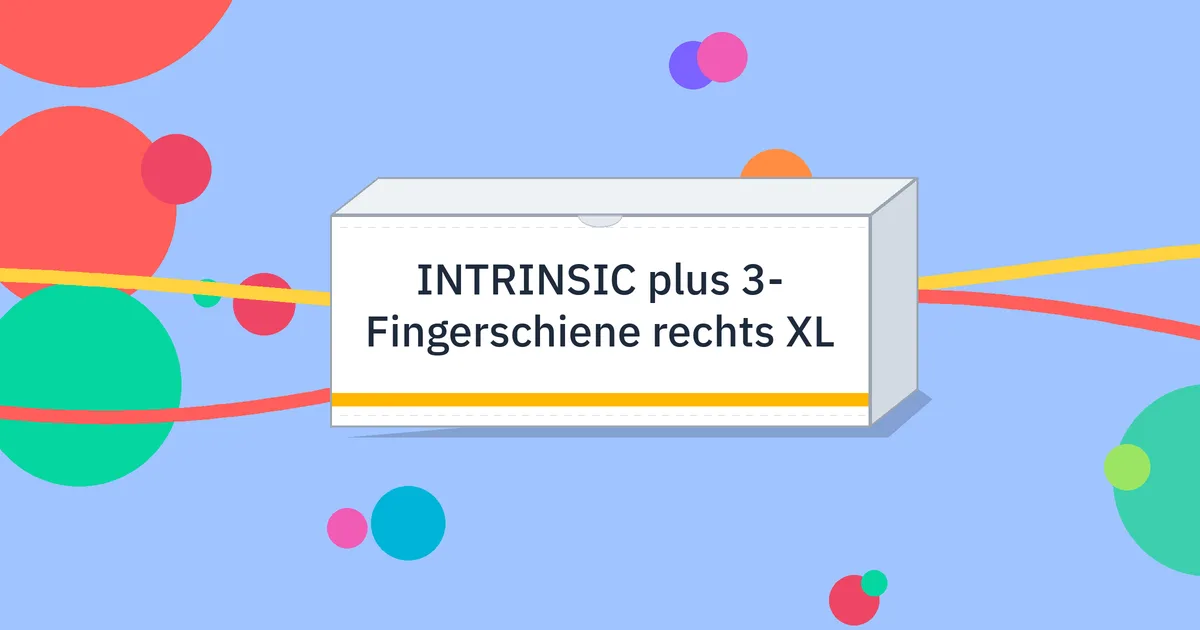 Symbolbild: Packung mit der Aufschrift INTRINSIC plus 3-Fingerschiene rechts XL (PZN 16838030) – Verfügbarkeit und Bezug in Apotheken in Frankfurt am Main