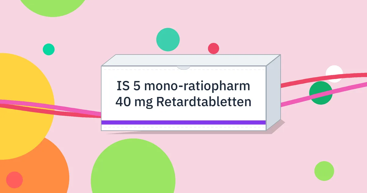 Symbolbild: Packung mit der Aufschrift IS 5 mono-ratiopharm 40 mg Retardtabletten (PZN 09002667) – Verfügbarkeit und Bezug in Apotheken in Frankfurt am Main