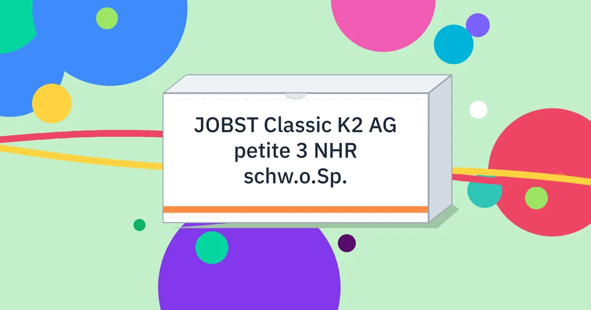 Symbolbild: Packung mit der Aufschrift JOBST Classic K2 AG petite 3 NHR schw.o.Sp. (PZN 11273712) – Verfügbarkeit und Bezug in Apotheken in Frankfurt am Main