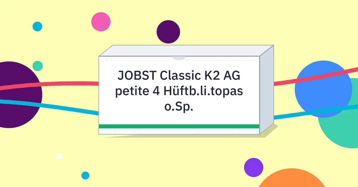 Symbolbild: Packung mit der Aufschrift JOBST Classic K2 AG petite 4 Hüftb.li.topas o.Sp. (PZN 13064728) – Verfügbarkeit und Bezug in Apotheken in Frankfurt am Main