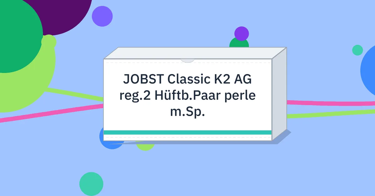 Symbolbild: Packung mit der Aufschrift JOBST Classic K2 AG reg.2 Hüftb.Paar perle m.Sp. (PZN 13066360) – Verfügbarkeit und Bezug in Apotheken in Frankfurt am Main