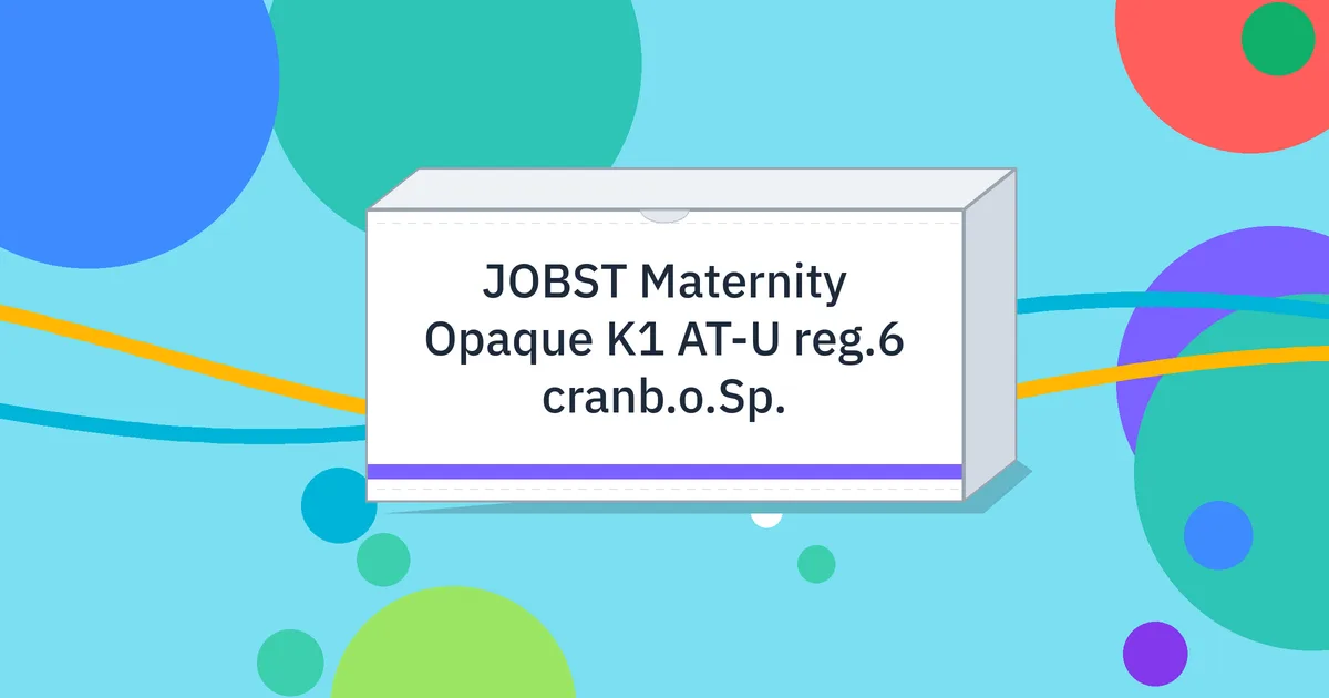 Symbolbild: Packung mit der Aufschrift JOBST Maternity Opaque K1 AT-U reg.6 cranb.o.Sp. (PZN 15857628) – Verfügbarkeit und Bezug in Apotheken in Frankfurt am Main