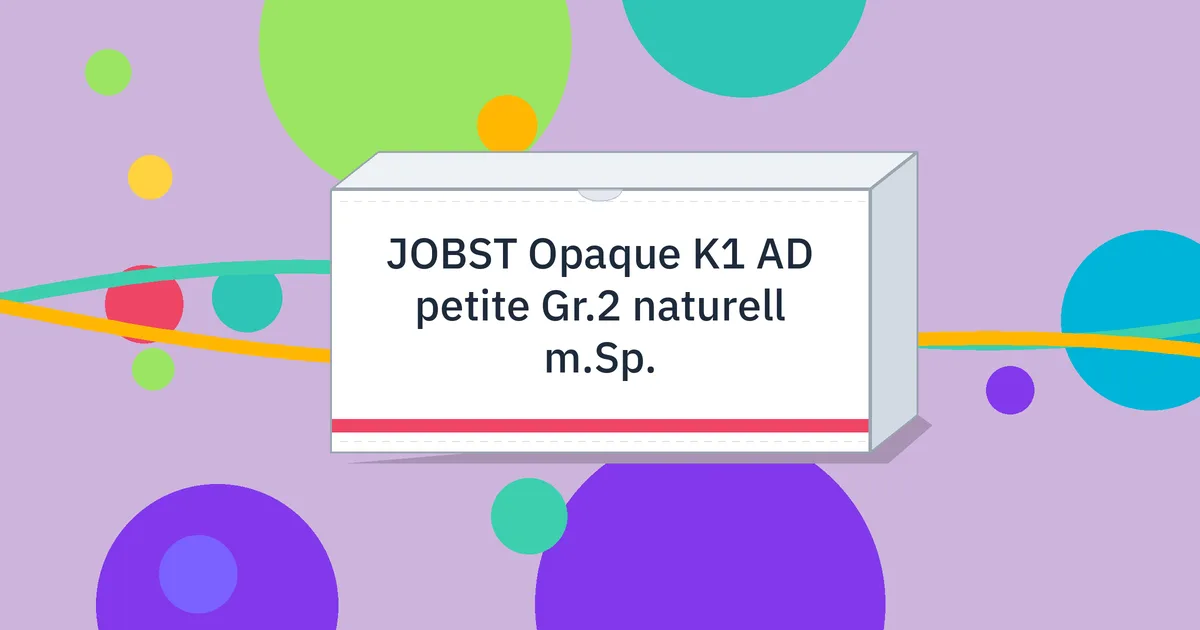 Symbolbild: Packung mit der Aufschrift JOBST Opaque K1 AD petite Gr.2 naturell m.Sp. (PZN 13079049) – Verfügbarkeit und Bezug in Apotheken in Frankfurt am Main