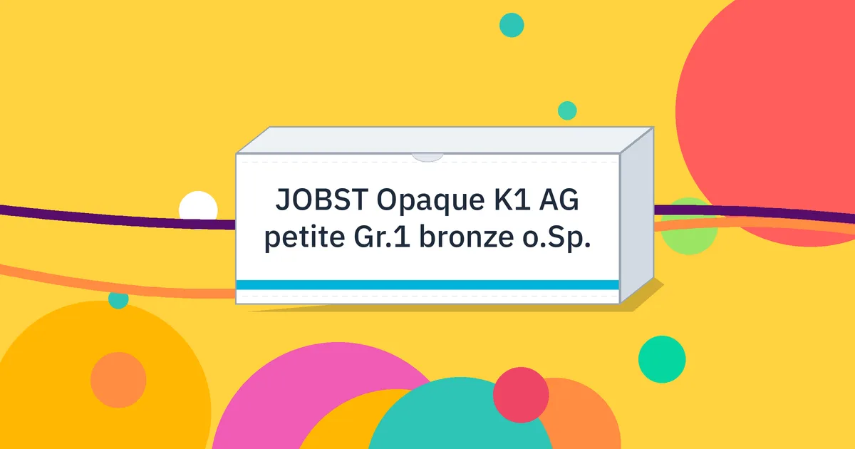 Symbolbild: Packung mit der Aufschrift JOBST Opaque K1 AG petite Gr.1 bronze o.Sp. (PZN 13087178) – Verfügbarkeit und Bezug in Apotheken in Frankfurt am Main
