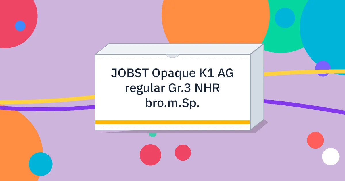 Symbolbild: Packung mit der Aufschrift JOBST Opaque K1 AG regular Gr.3 NHR bro.m.Sp. (PZN 13091263) – Verfügbarkeit und Bezug in Apotheken in Frankfurt am Main