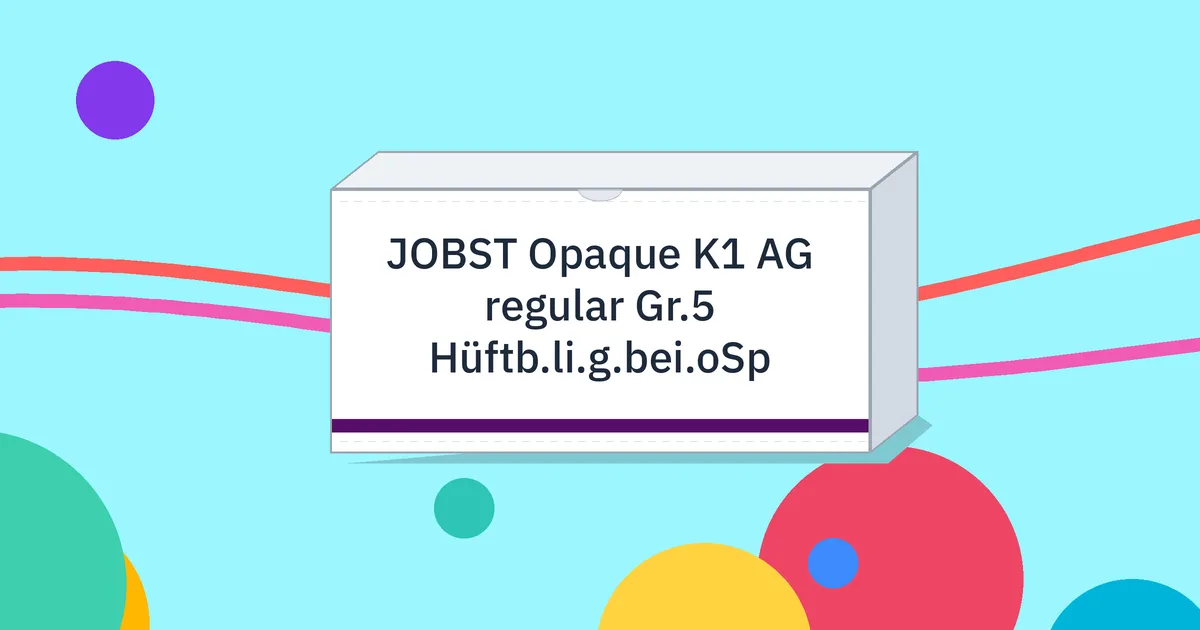 Symbolbild: Packung mit der Aufschrift JOBST Opaque K1 AG regular Gr.5 Hüftb.li.g.bei.oSp (PZN 16272166) – Verfügbarkeit und Bezug in Apotheken in Frankfurt am Main